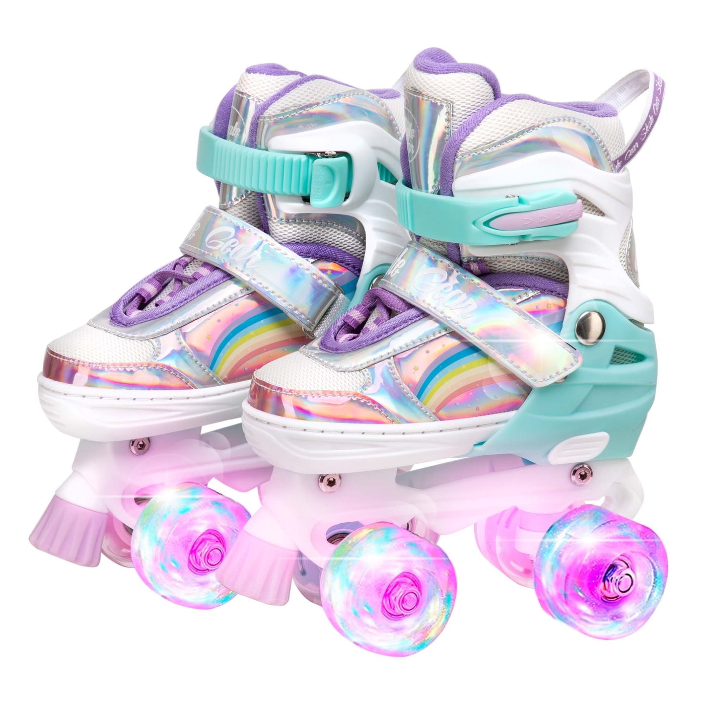 Skate Gear Rainbow Adjustable Light up Inline/Quad Roller Skates for ...
