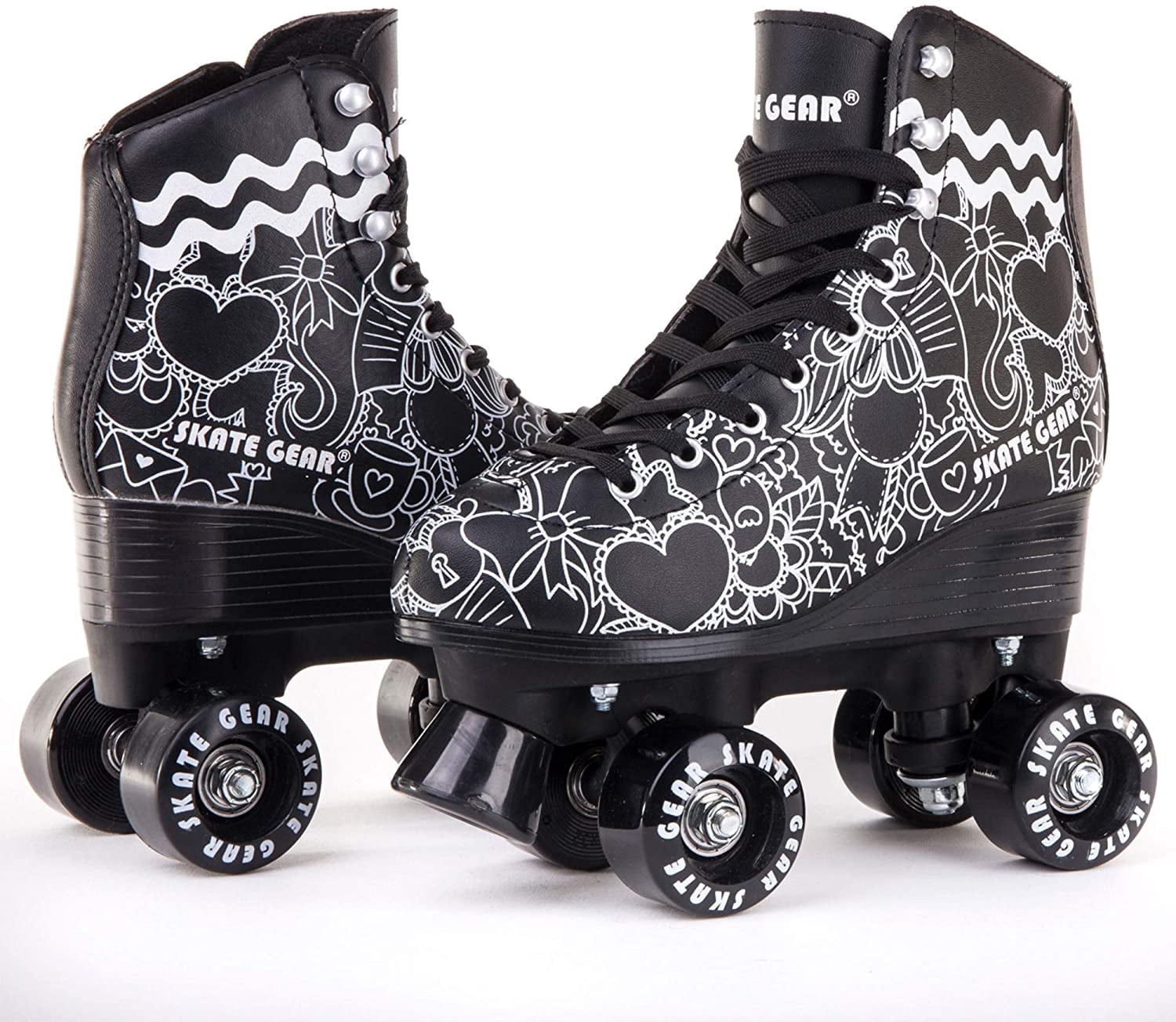 Skate Gear Retro Quad Skates, Holiday Gift, Graphic Black, Size W7/Y6 ...