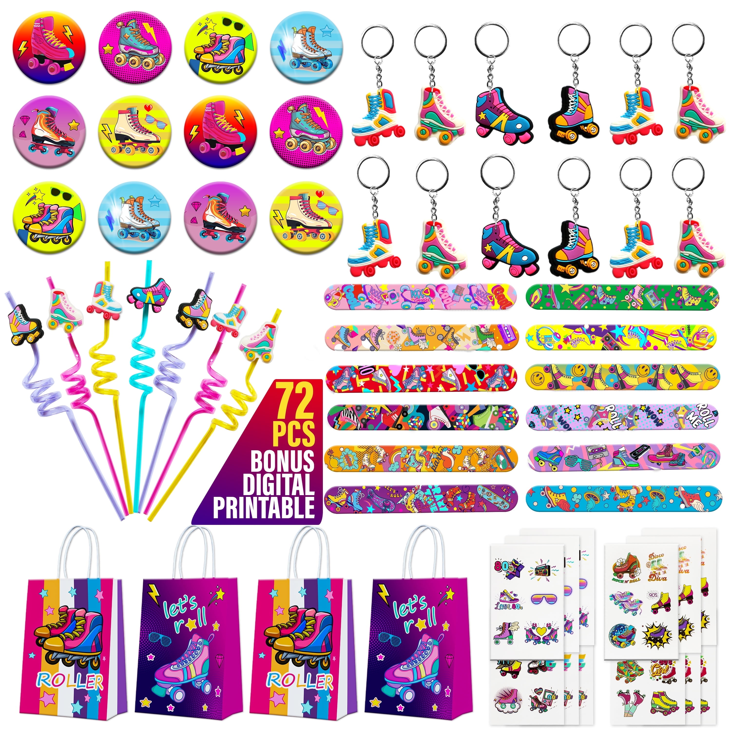 Skate Party Favor 84 PCS Skate Birthday Slap Bracelets Treat Box ...