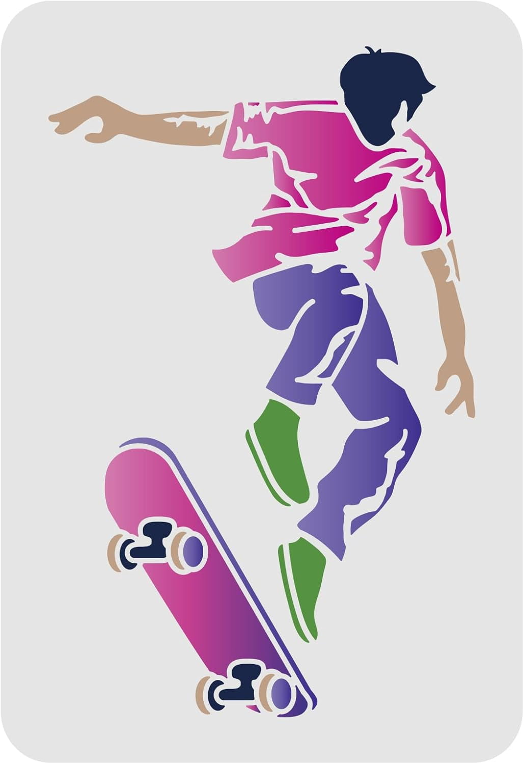 SkateBoarder Stencil 29.7x21cm Man & Skateboard Drawing Painting ...