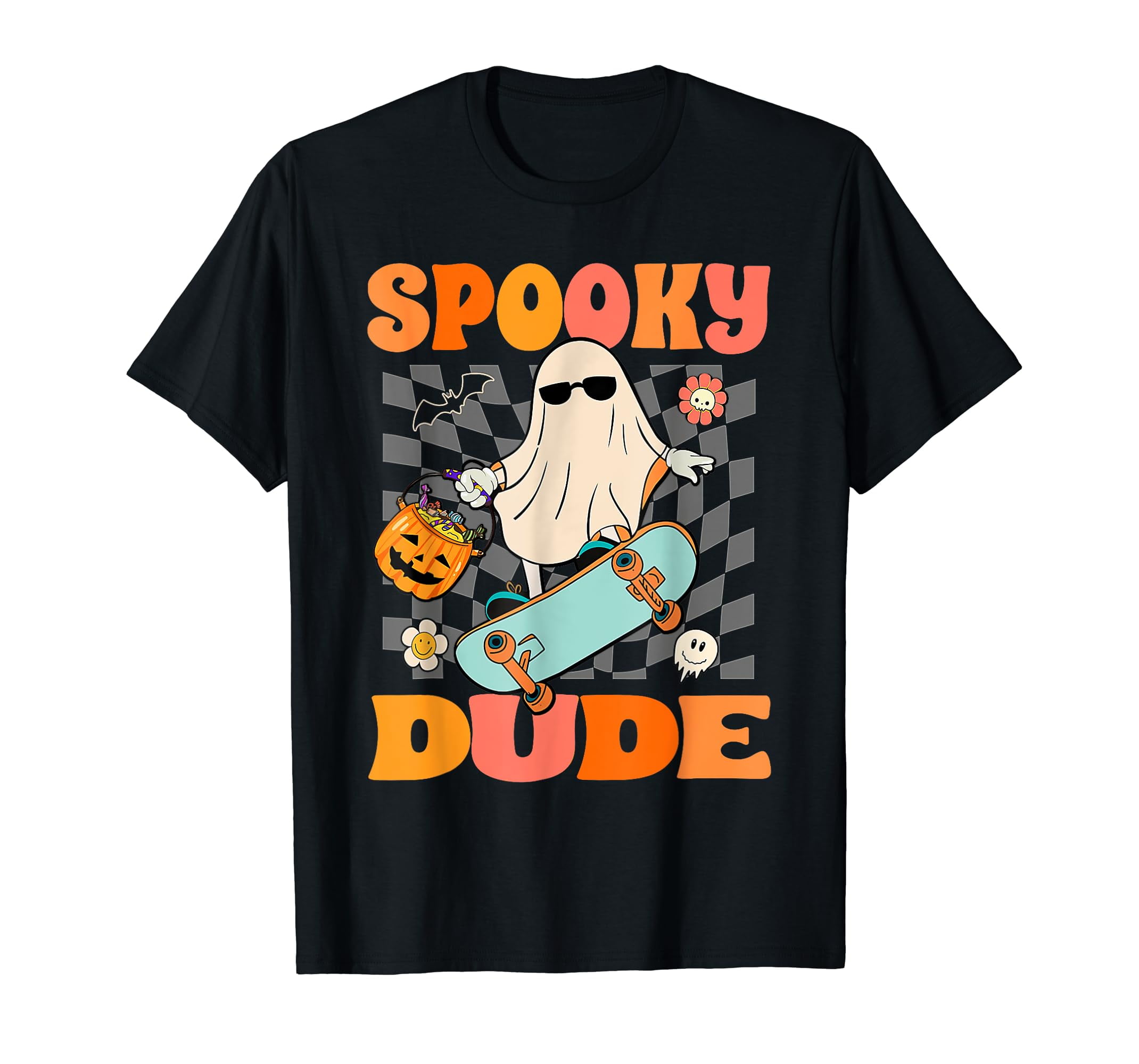 Skateboard Boo Spooky Jack O Lantern Halloween Costumes Boys T-Shirt ...