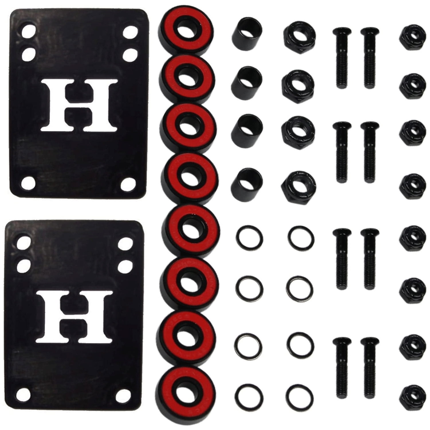 Skateboard Hardware Refresh Kit - Abec 5 Bearings, Risers, 1" Hardware ...