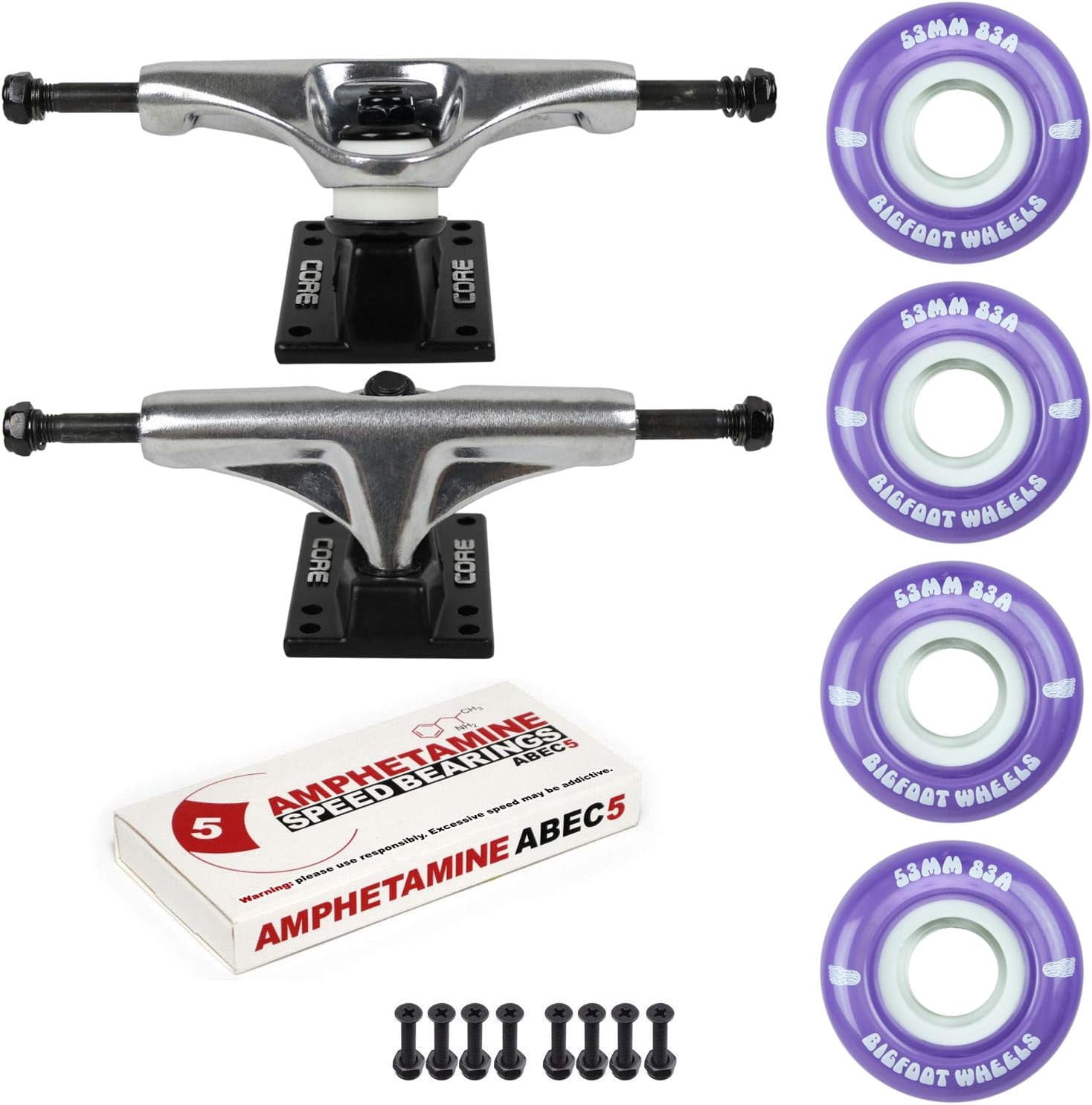 Skateboard Package Kit with Wheels, Bearings, Mounting Hardware, and ...