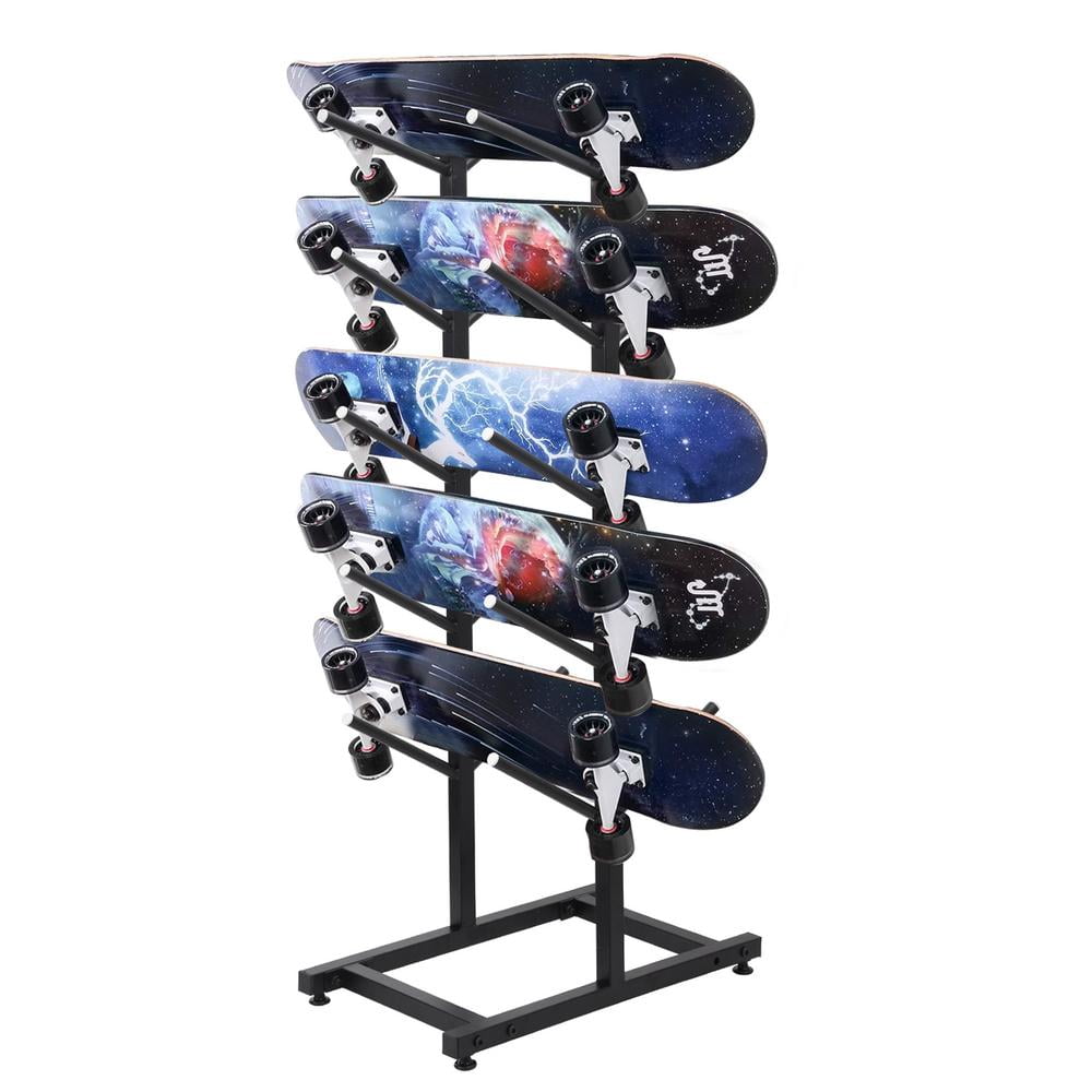 Skateboard Rack Freestanding Skate Board Stand Organizer 5-Tiers Home ...