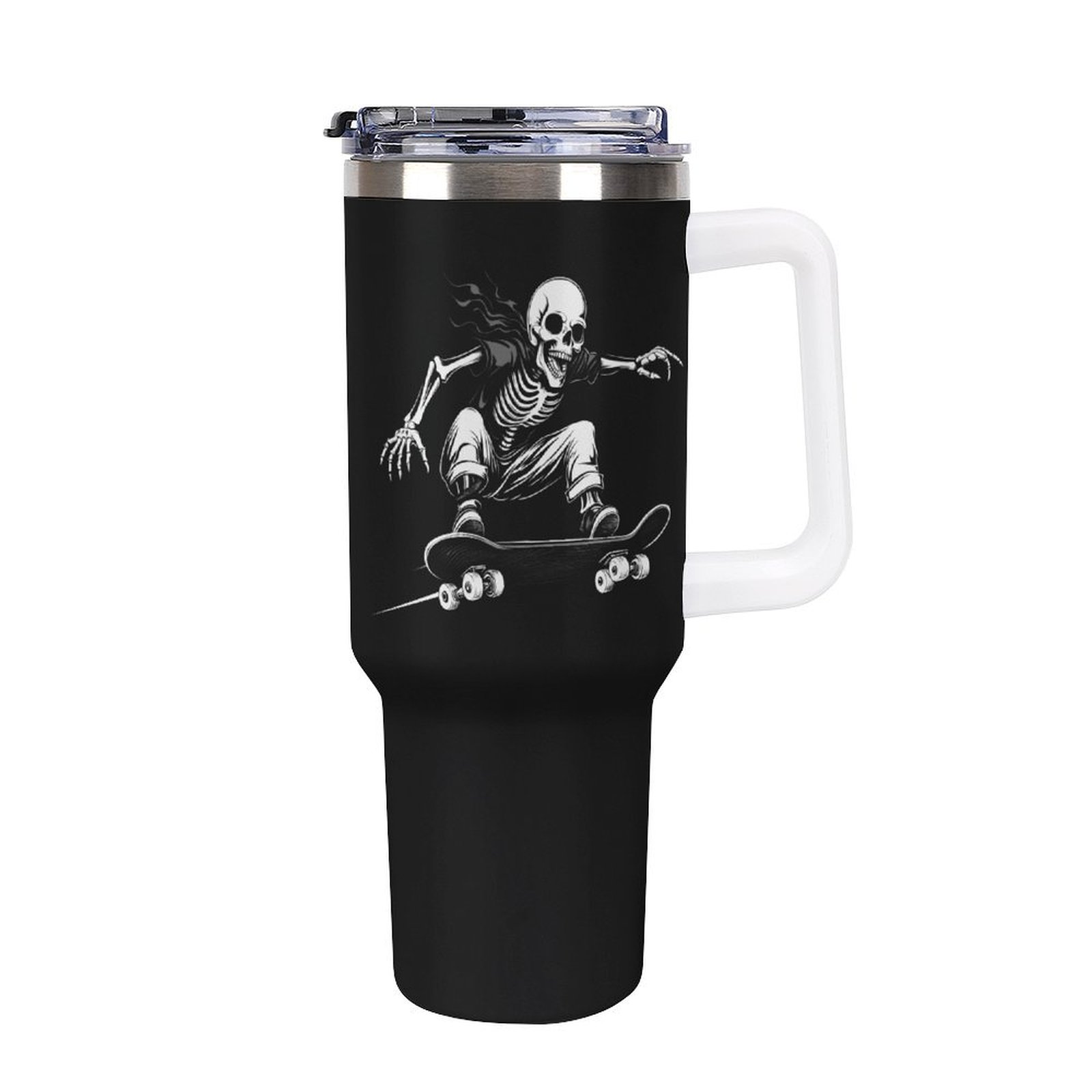 Skateboard Skeleton 40 oz Tumbler with Handle and Straw Stainless Steel ...