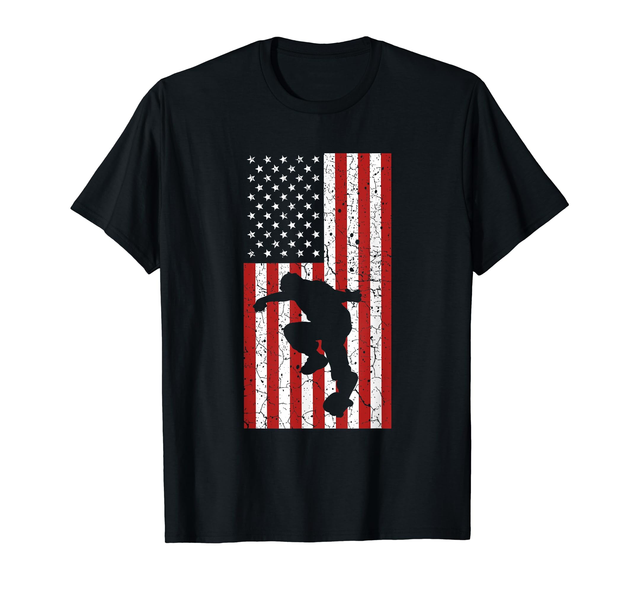 Skateboard US Flag Skater Gifts Skate Boarding For Men Boys T-Shirt ...