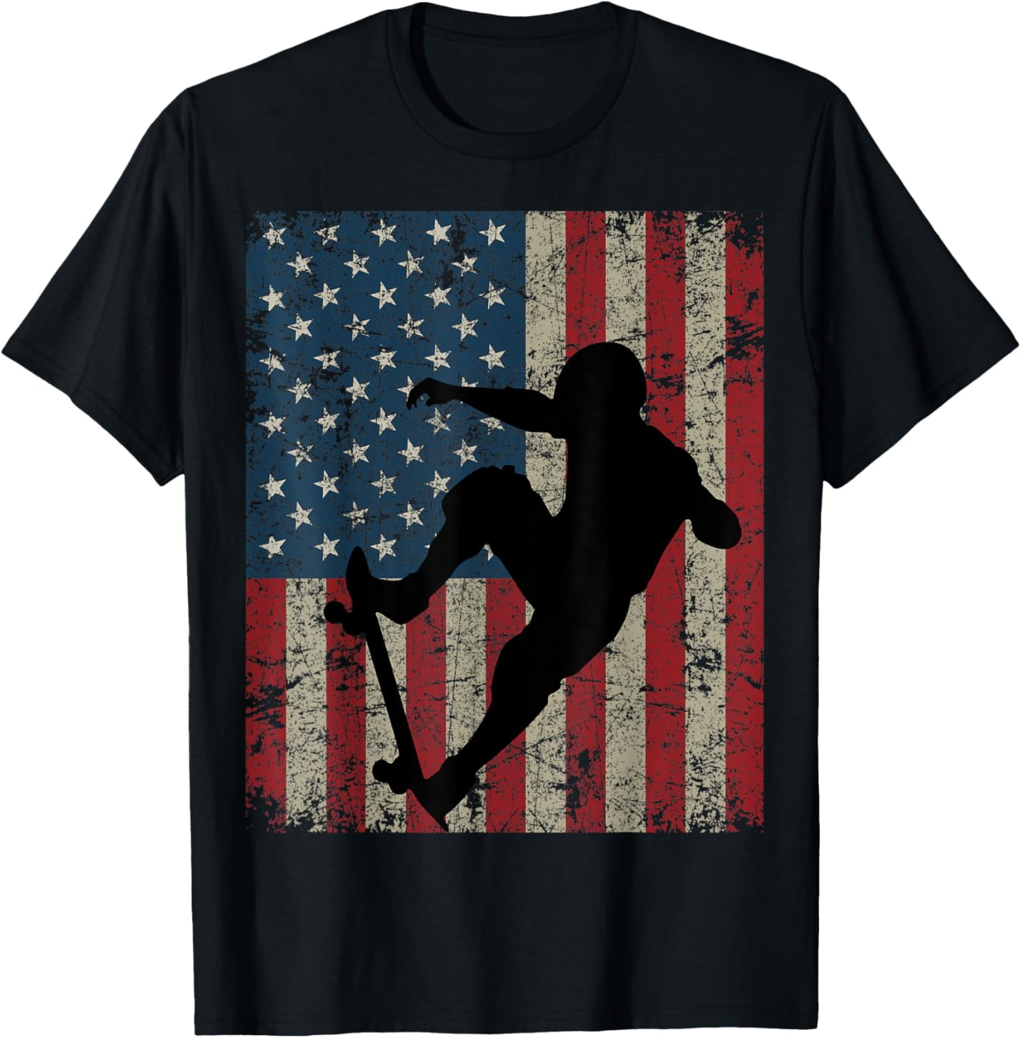 Skateboard Vintage American Flag Skate 4th Of July T-Shirt - Walmart.com