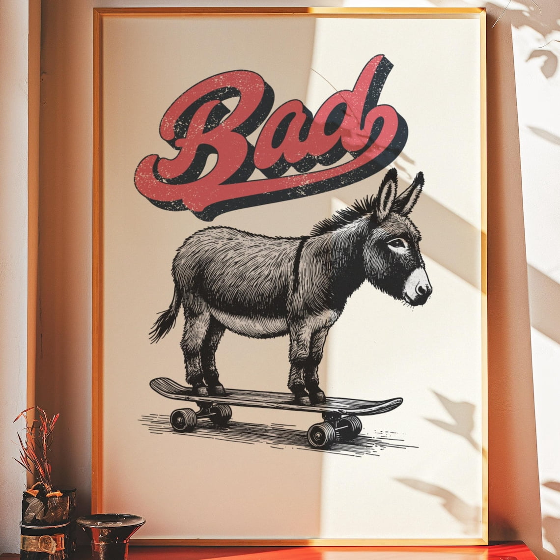 Skateboard Wall Art,Donkey Skateboarding Poster,Modern Skater Art Print ...