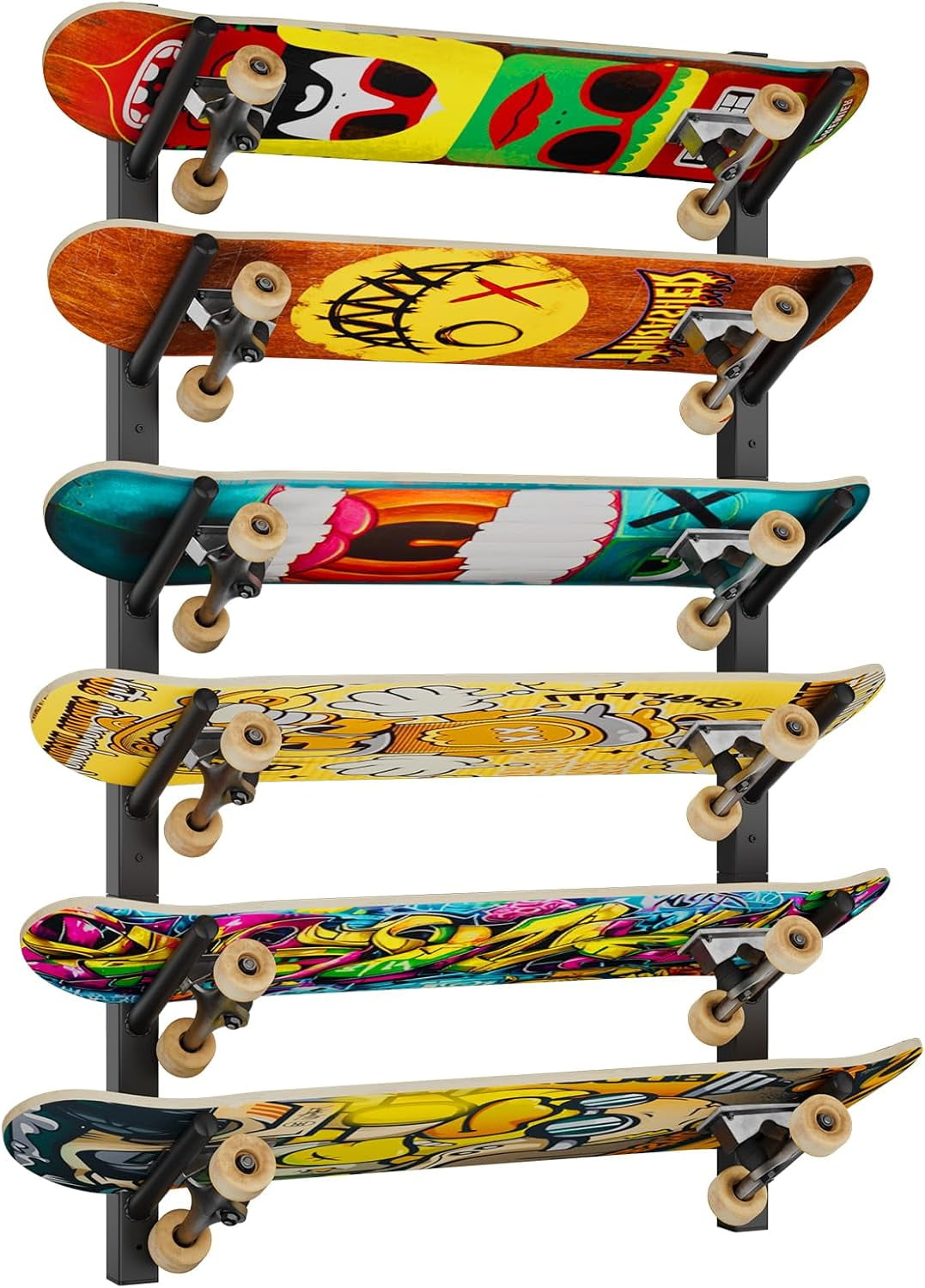Skateboard Wall Mount, 6 Layer Skateboard Rack Holder, Snowboard Wall ...