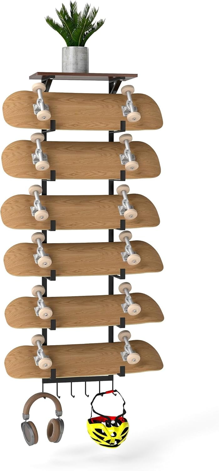 Skateboard Wall Mount Display 6-Layer Skateboard Wall Display Hanger ...
