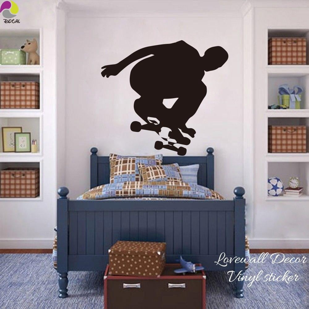 Skateboard Wall Sticker Bedroom Boy Room Skater Skating Sport Wall ...