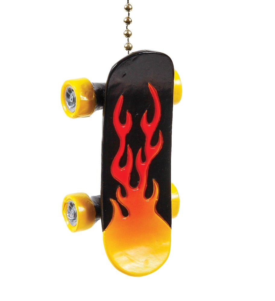 Skateboard with Flames Ceiling Fan Pull or Light Pull Chain - Walmart.com
