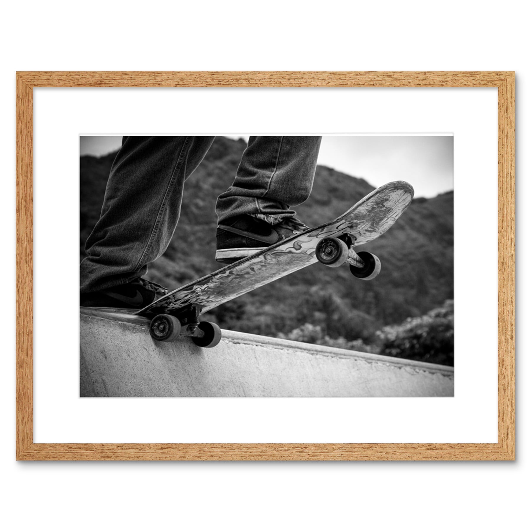 Skateboarder Halfpipe Drop Framed Wall Art Print - Walmart.com
