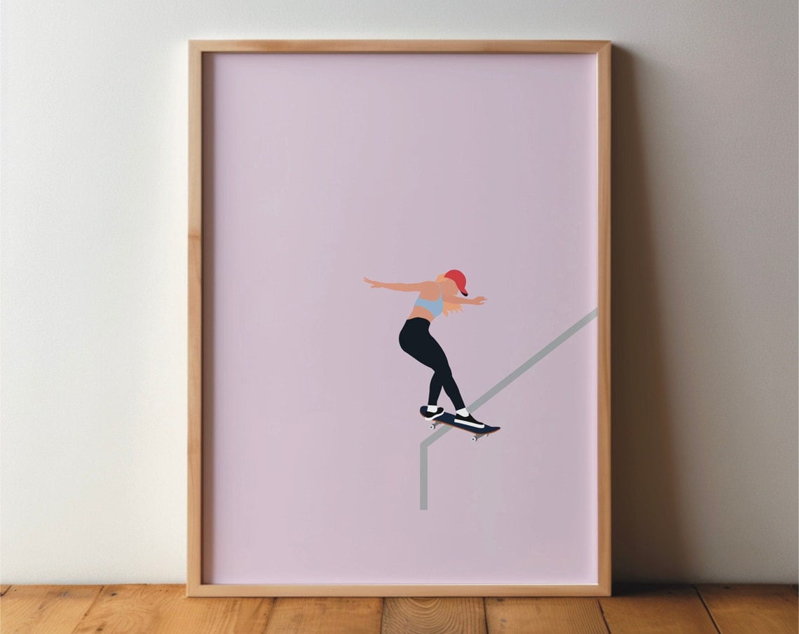 Skateboarder Poster - Sports Poster - Art, Minimal, Modern, Sport ...