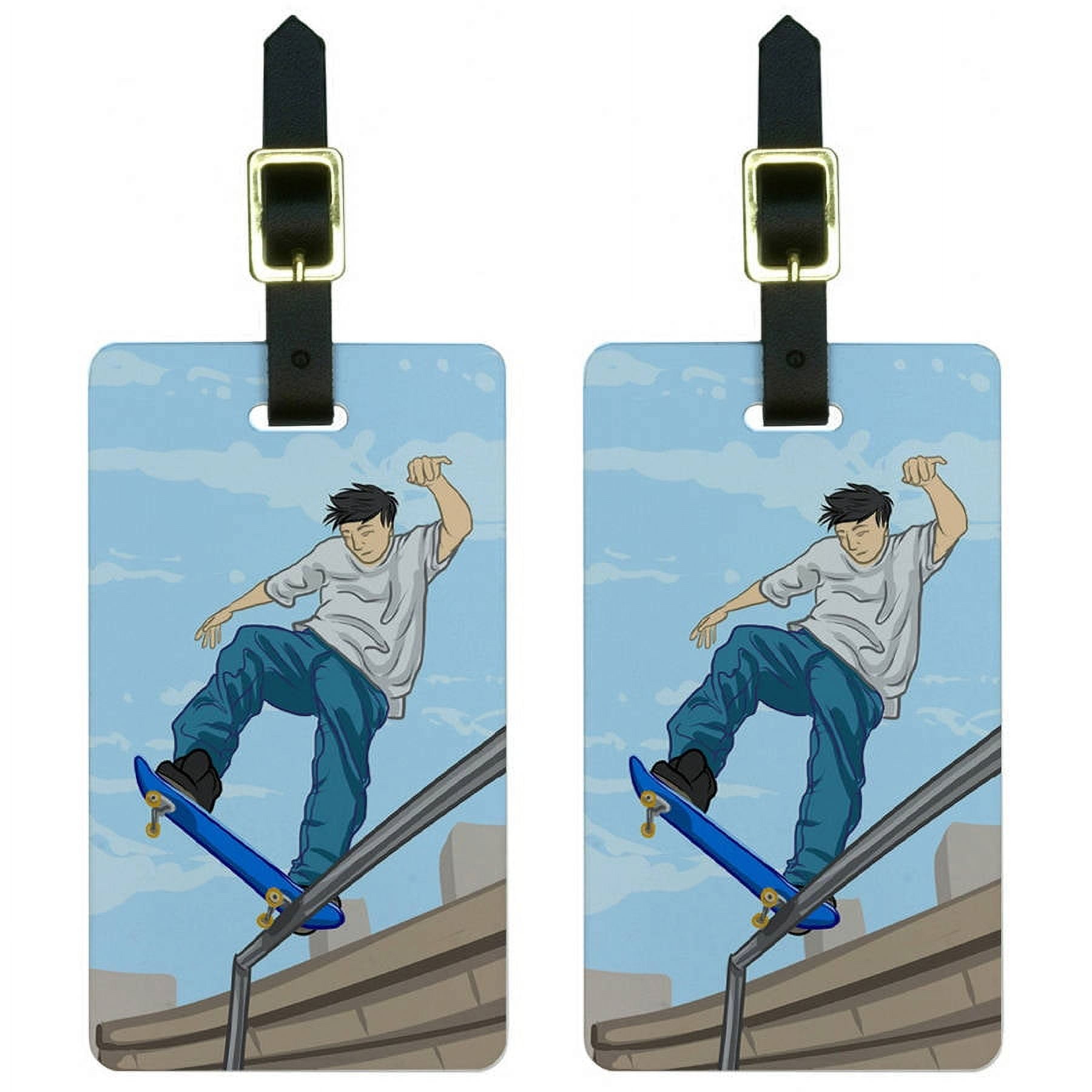 Skateboarder Skateboarding Skateboard Luggage Tags Suitcase ID, Set of ...