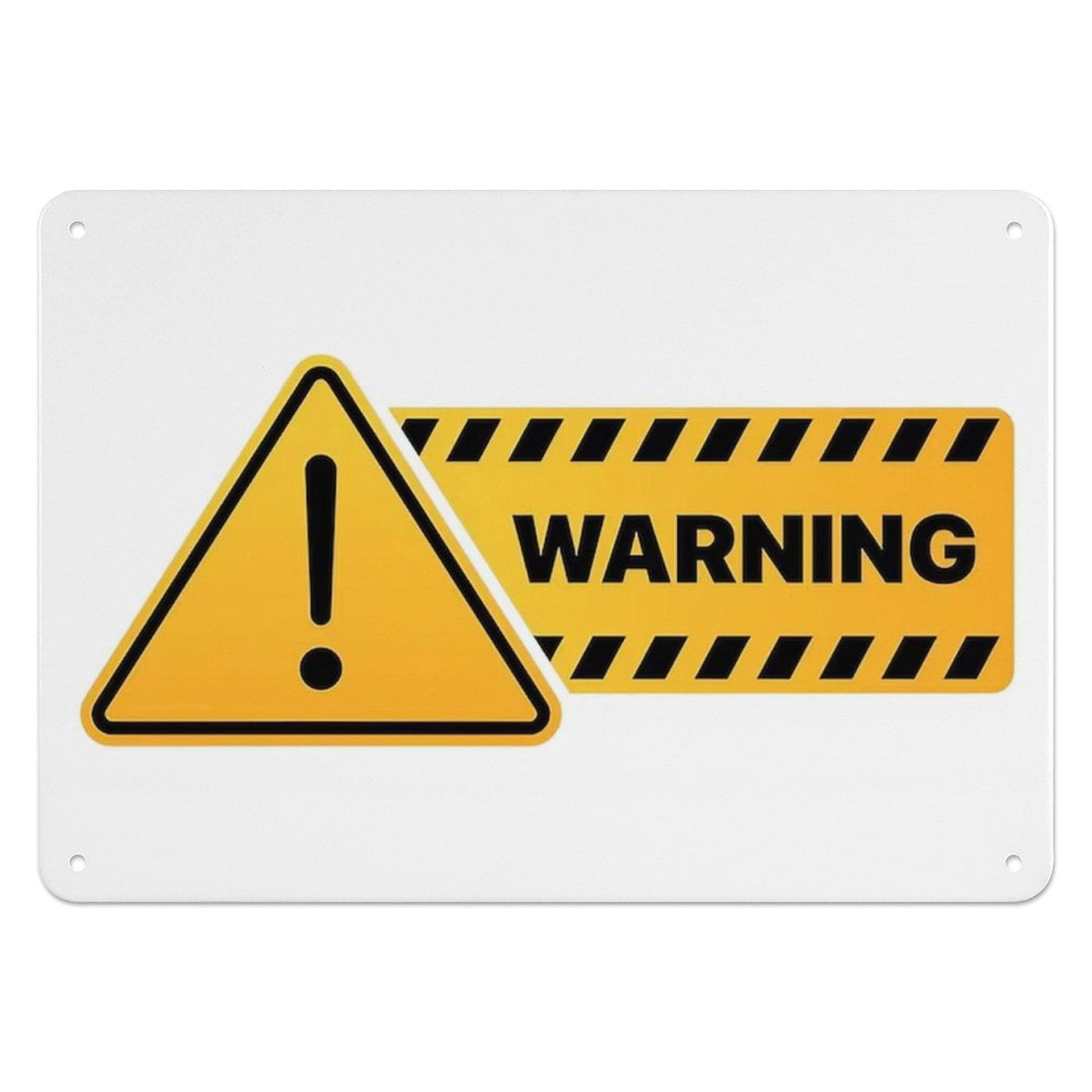 Combined "WARNING" Sign with Triangle and Strip Metal Tin Sign Warning ...