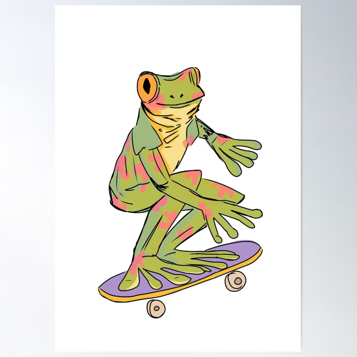 Skateboarding Frog Poster Wall Art, Modern Wall Decor For Living Room ...
