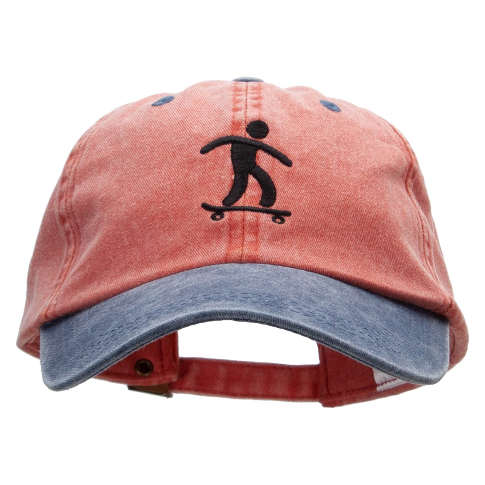 Skateboarding In Black Embroidered Pigment Dyed Wash Caps - Orange Navy ...