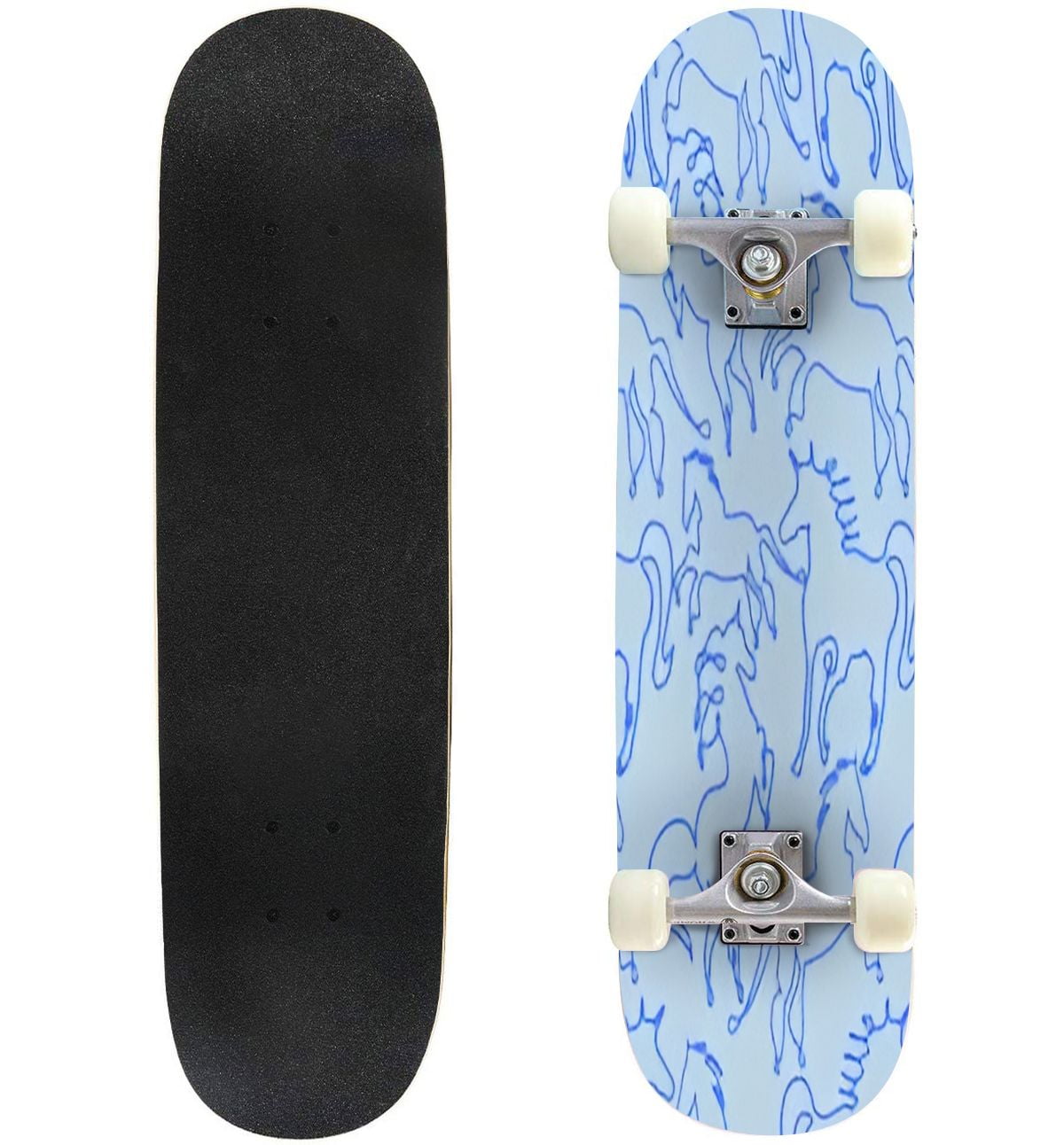 Skateboards for Beginners Abstract Line Drawing Horses Seamless Pattern ...