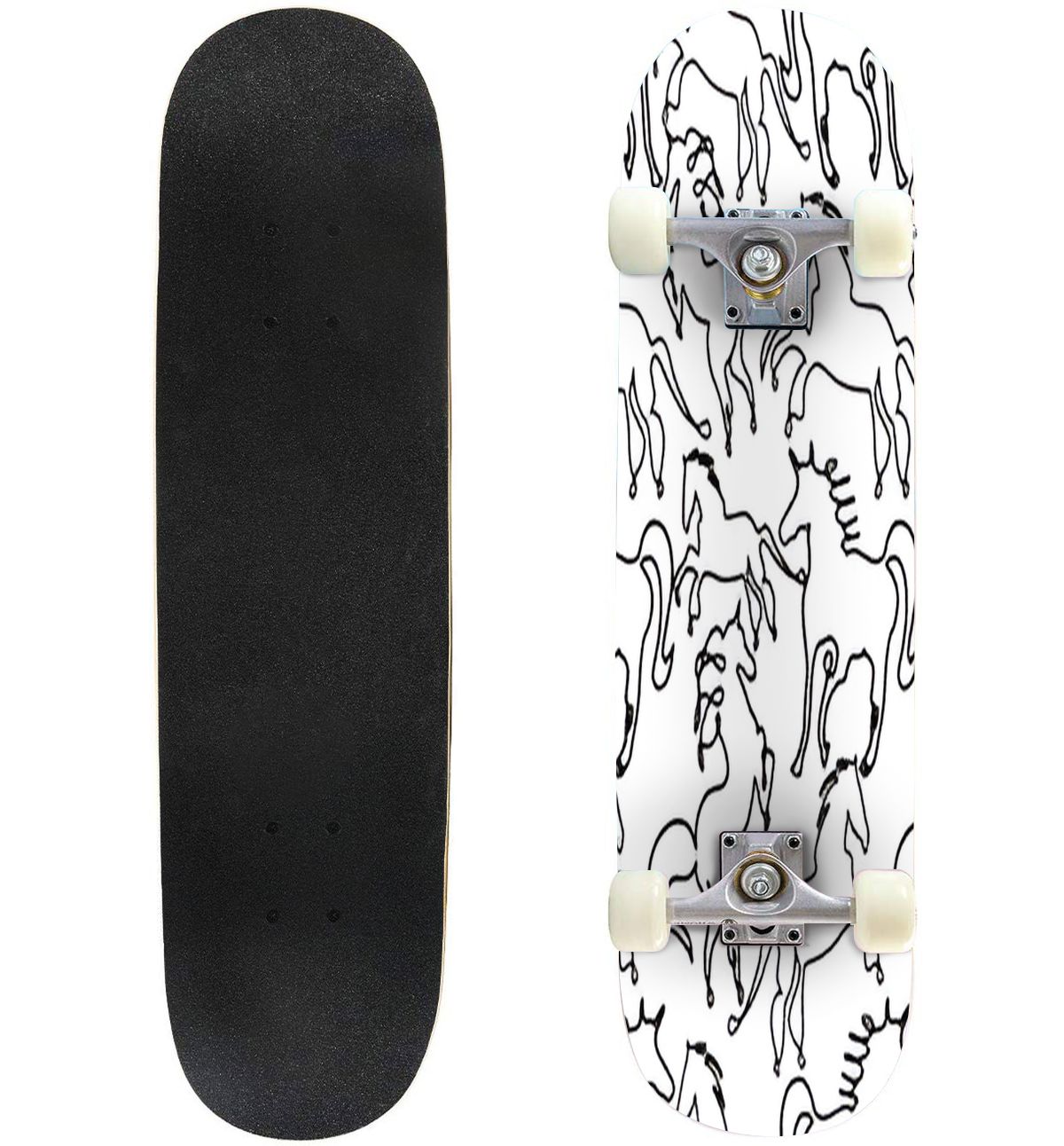 Skateboards for Beginners Abstract Line Drawing Horses Seamless Pattern ...