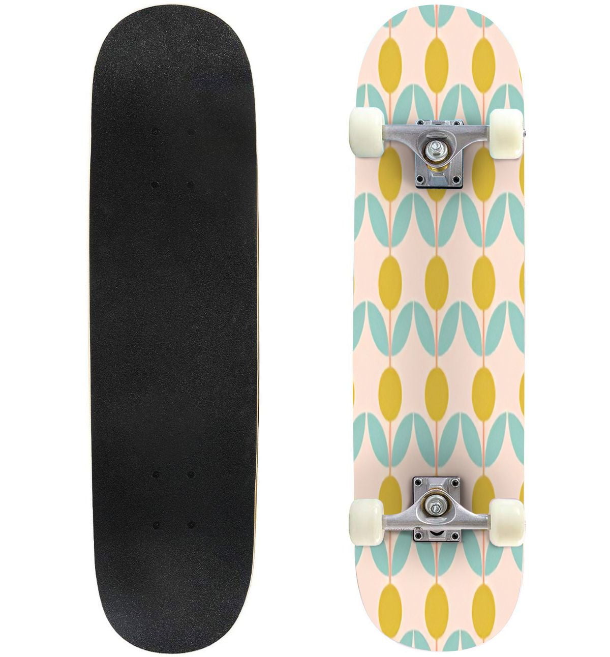 Skateboards for Beginners Abstract floral pattern retro style Simple ...