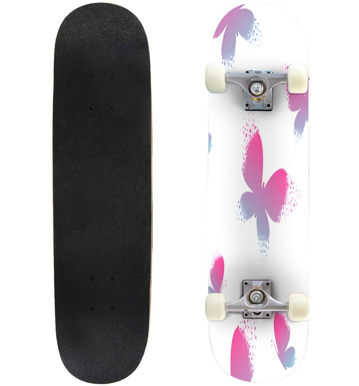 Skateboards for Beginners Abstract seamless butterflies pattern white ...