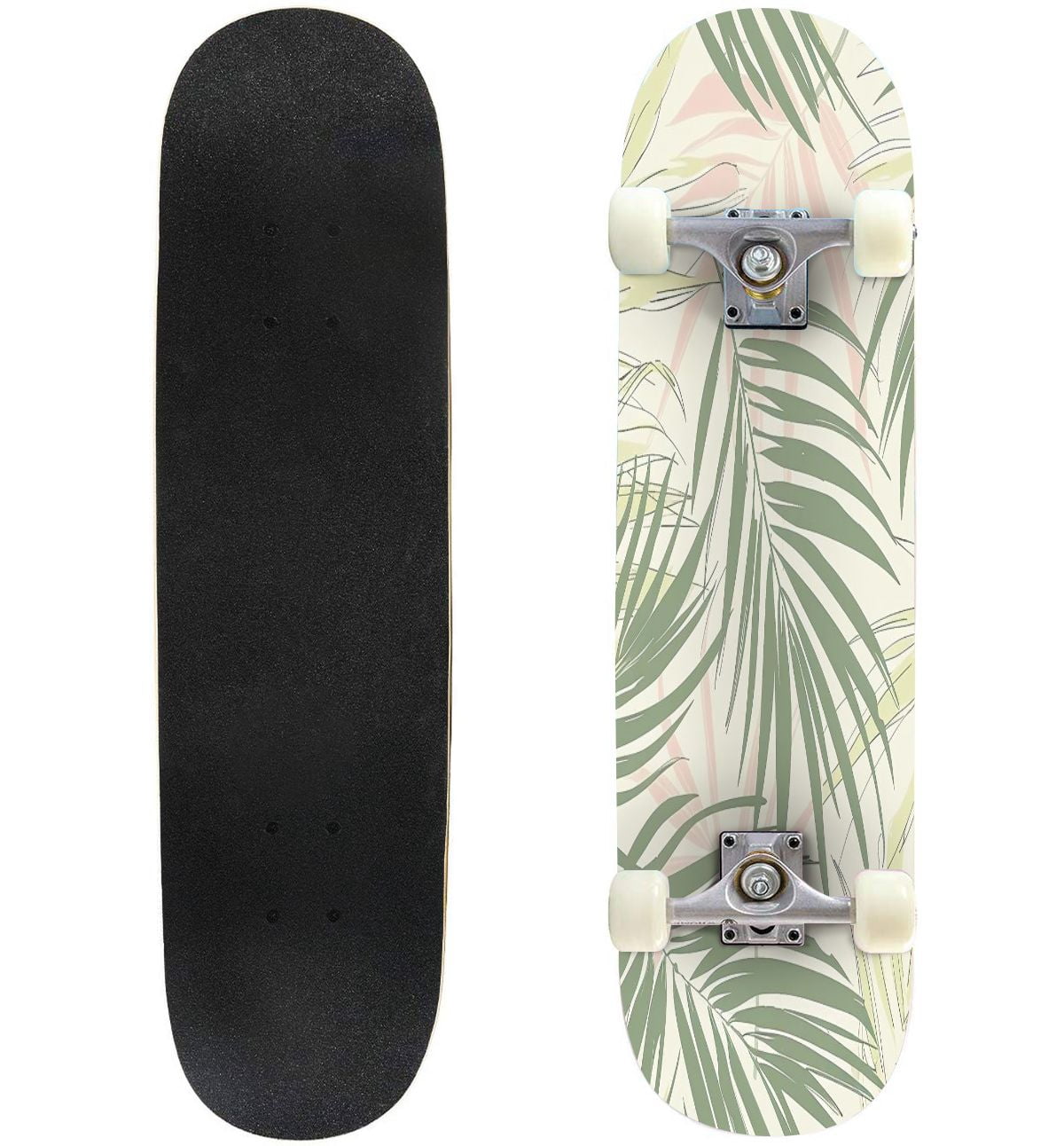 Skateboards for Beginners Abstract tropical foliage pastel olive green ...
