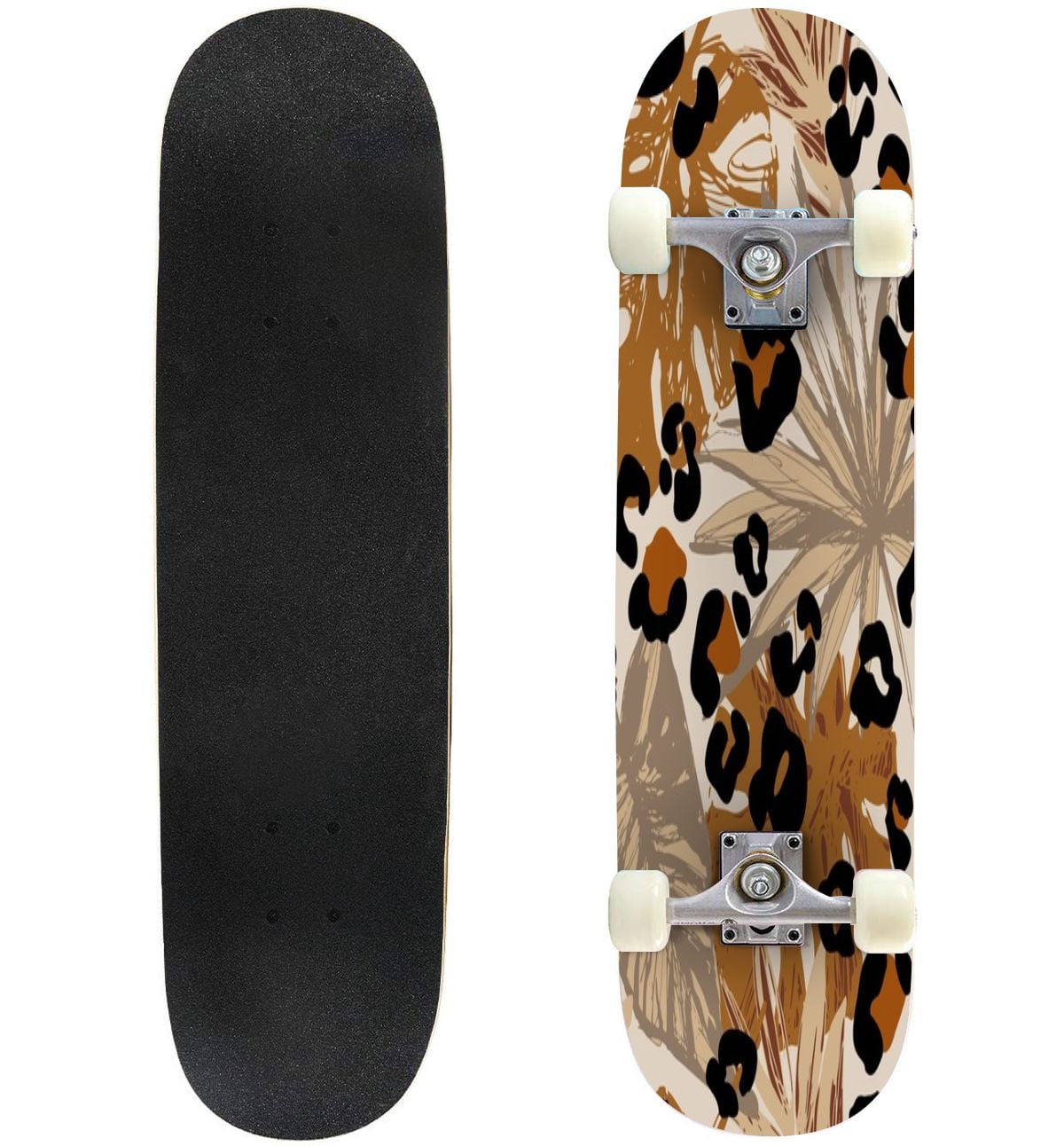 Skateboards for Beginners Abstract tropical leaves grunge leopard ...