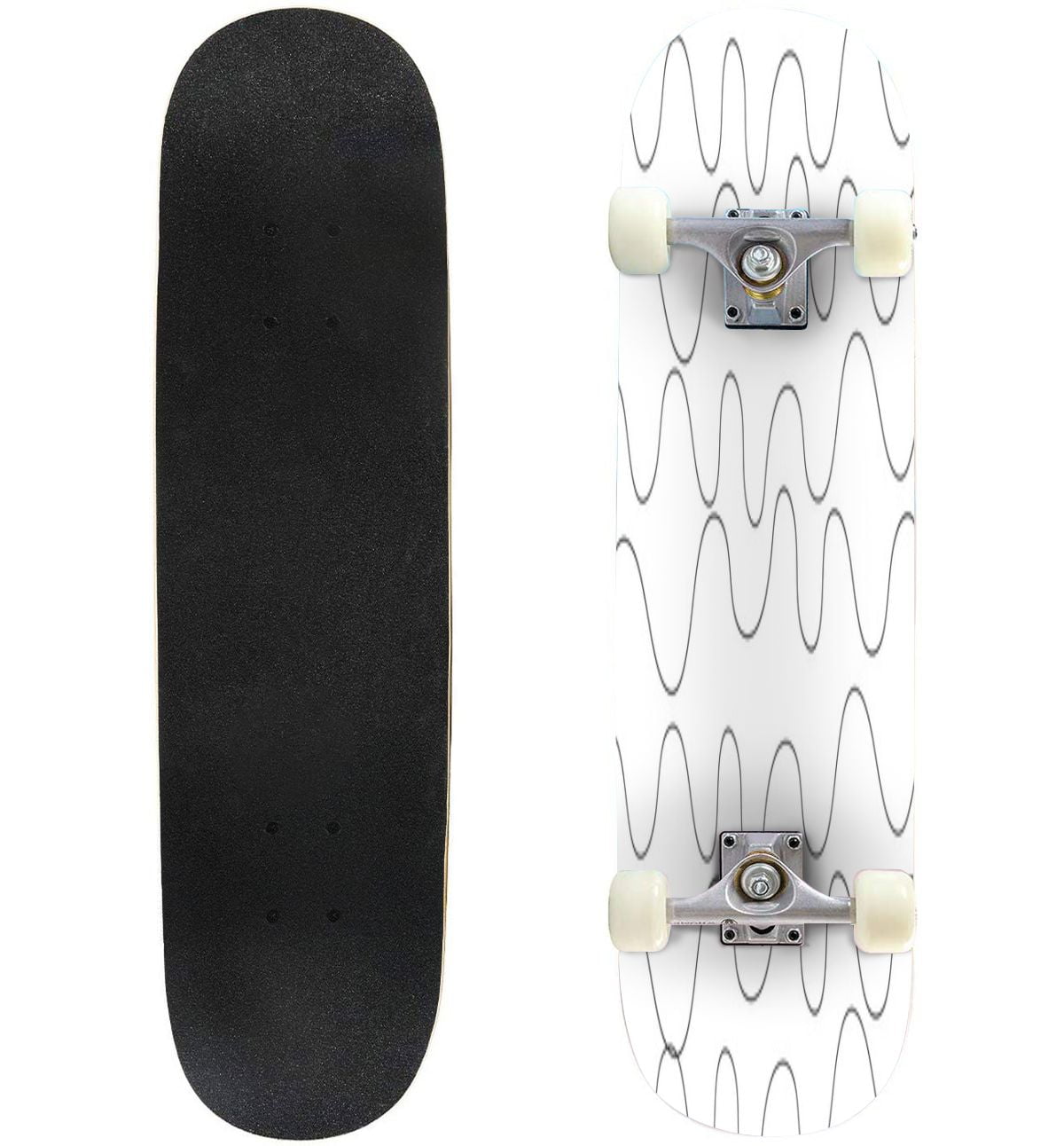 Skateboards for Beginners Abstract wave lines white Set waves lines ...