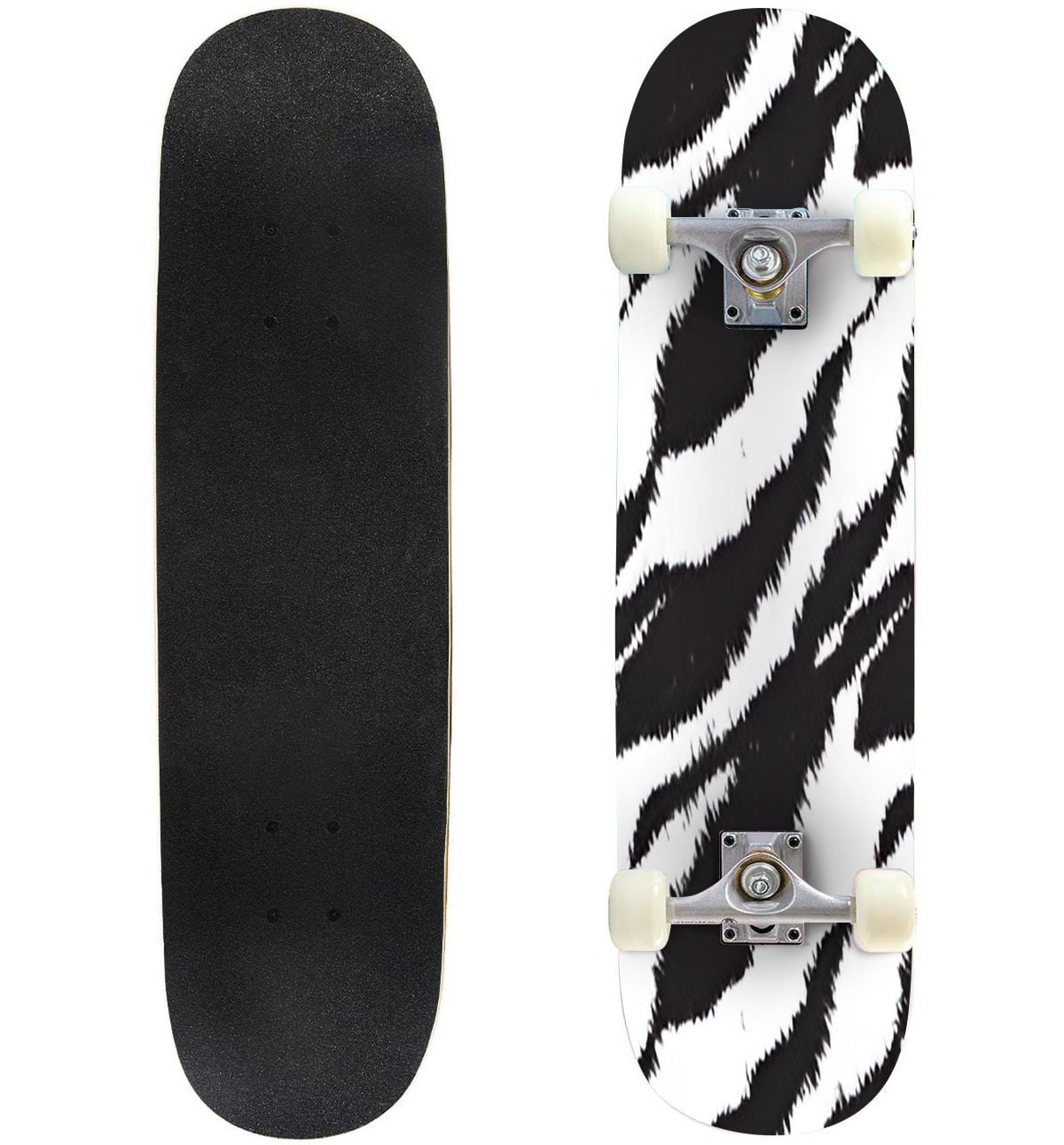 Skateboards for Beginners Black White Brush stroke fur pattern design ...