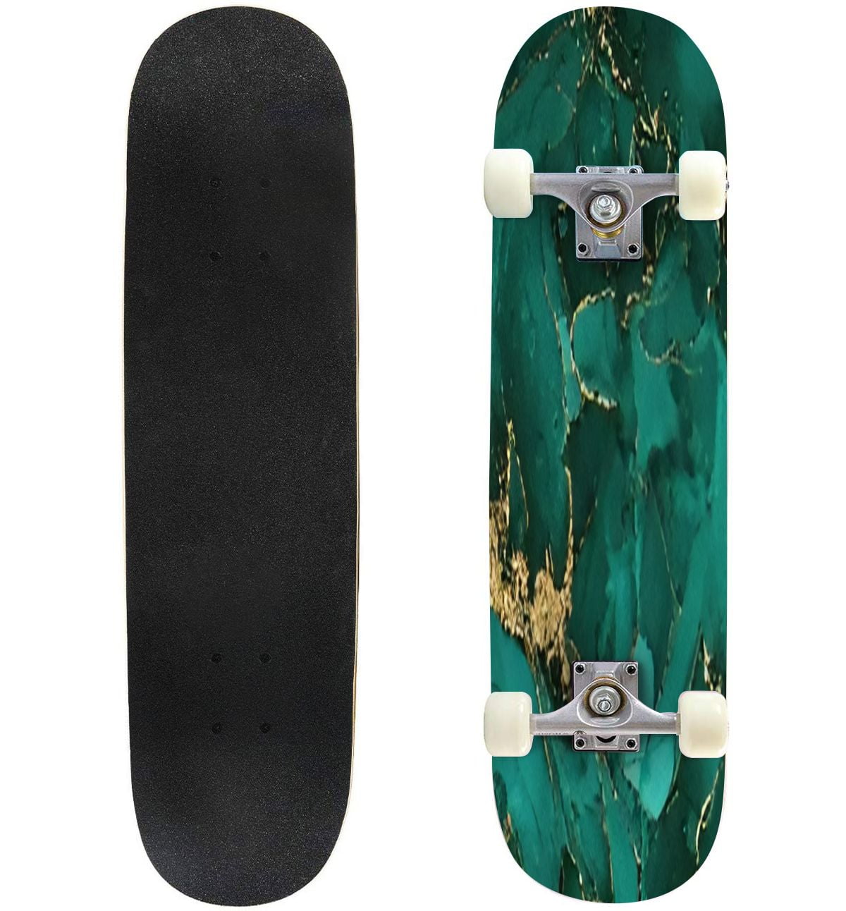 Skateboards for Beginners Black green watercolor gold glitter ...