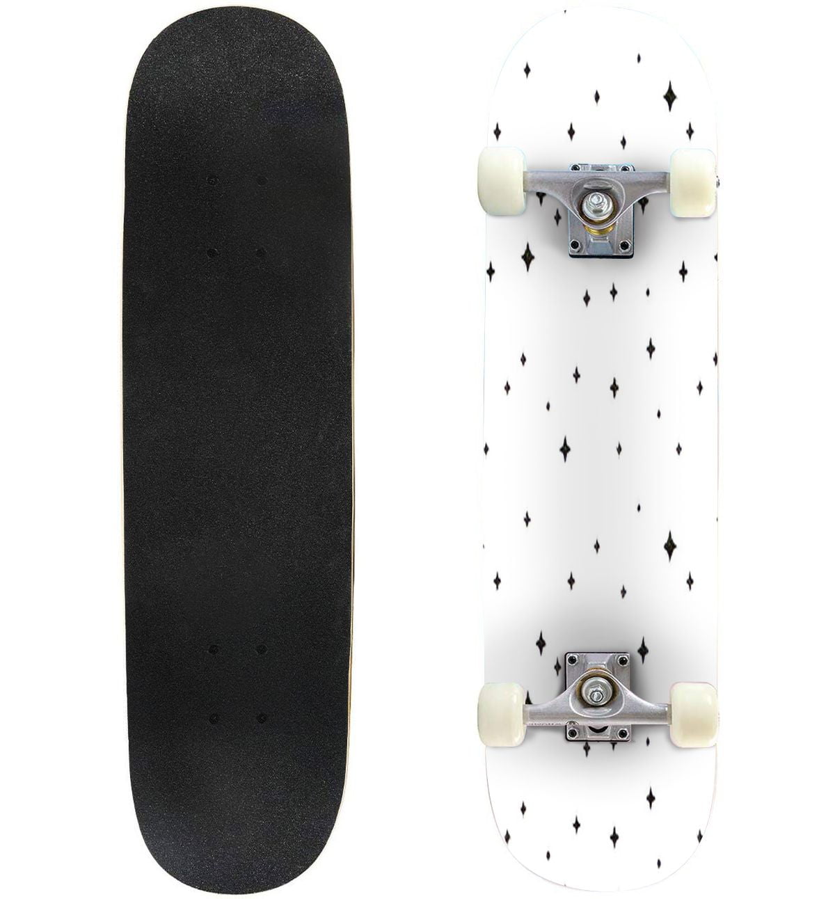 Skateboards for Beginners Black white seamless pattern four pointed ...