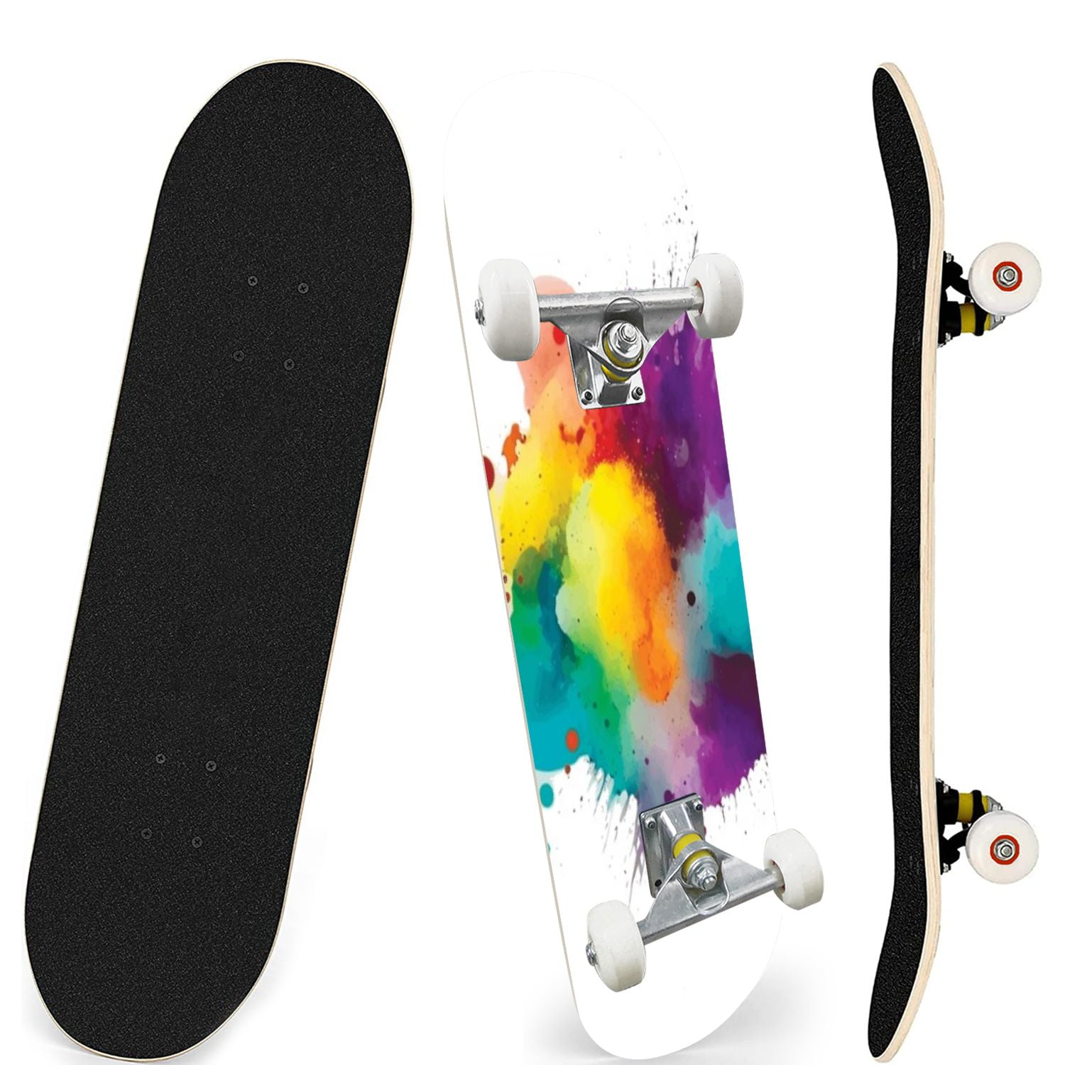 Skateboards for Beginners Bright colorful watercolor splash splatter ...