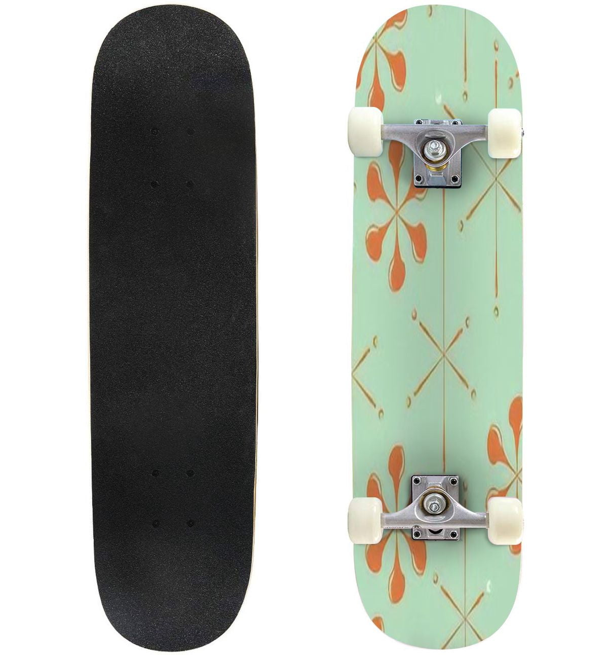 Skateboards for Beginners Bright mid century inspired seamless floral ...