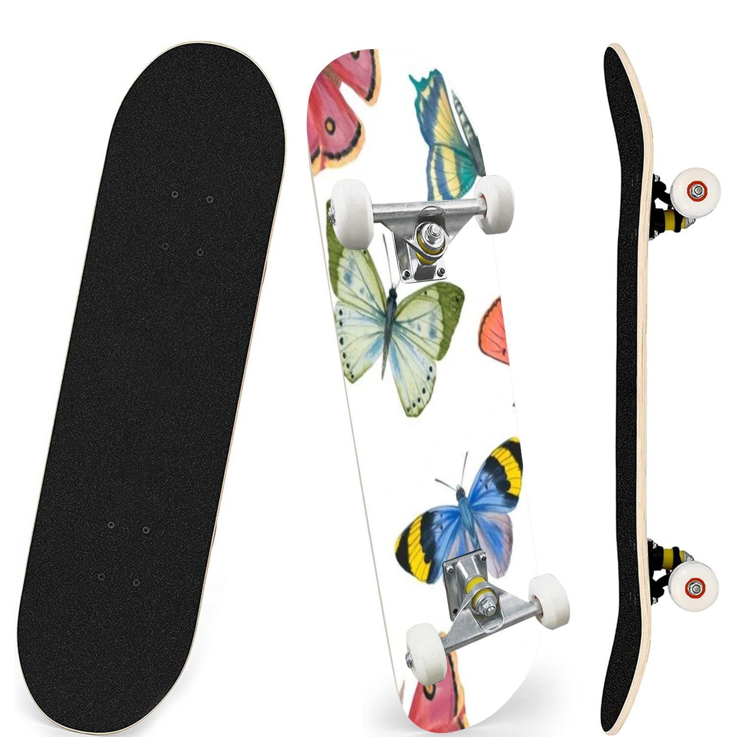 Skateboards for Beginners Butterflies seamless pattern Multicolored ...