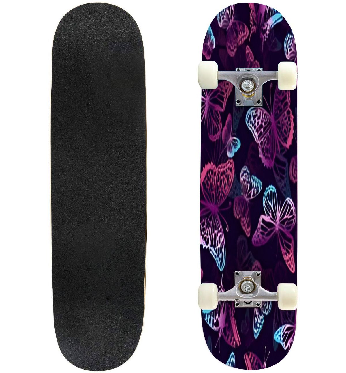 Skateboards for Beginners Butterfly pattern Seamless background purple ...