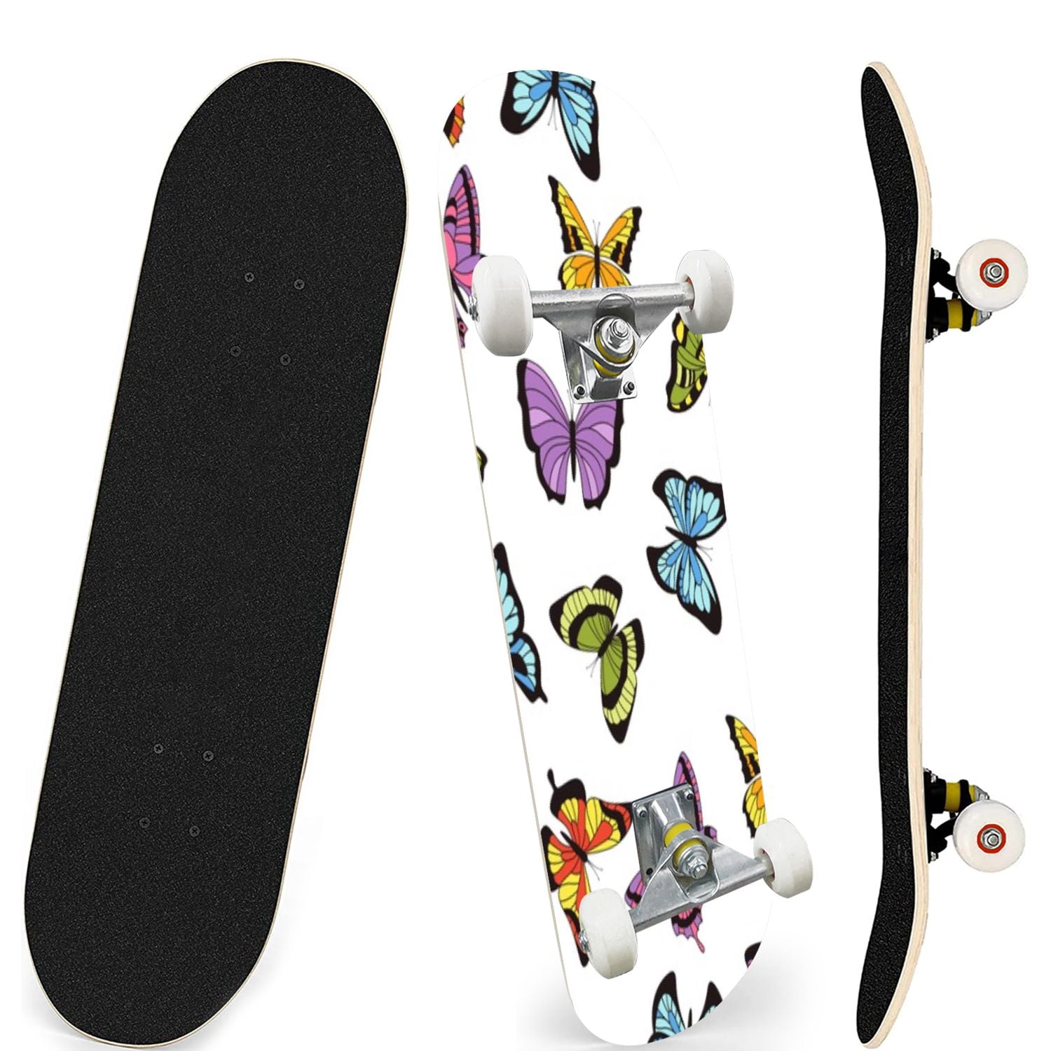 Skateboards for Beginners Butterfly seamless pattern Floral garden ...