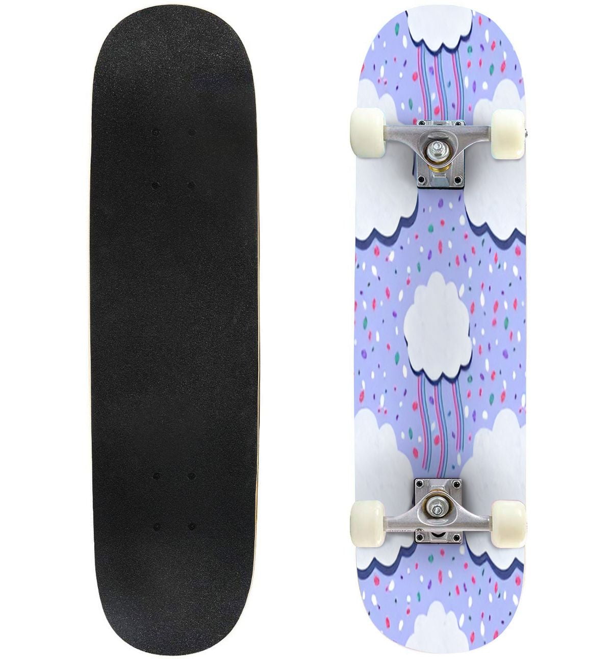 Skateboards for Beginners Cartoon retro clouds seamless weather pattern ...