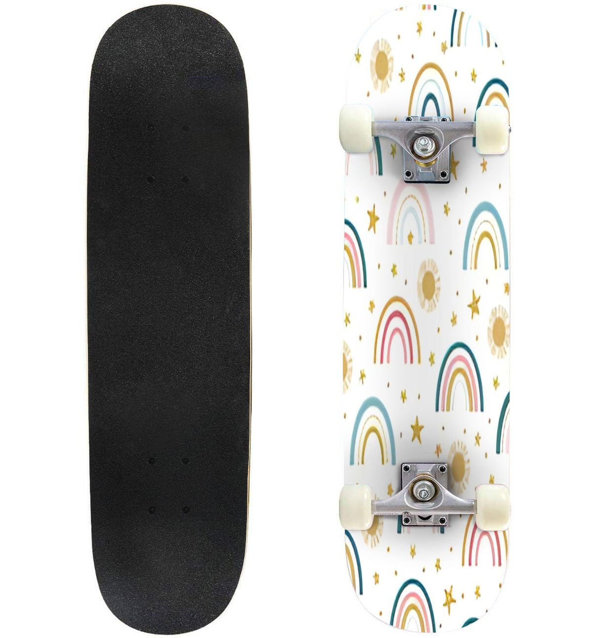 Skateboards for Beginners Colorful Rainbow Stars Seamless Pattern ...