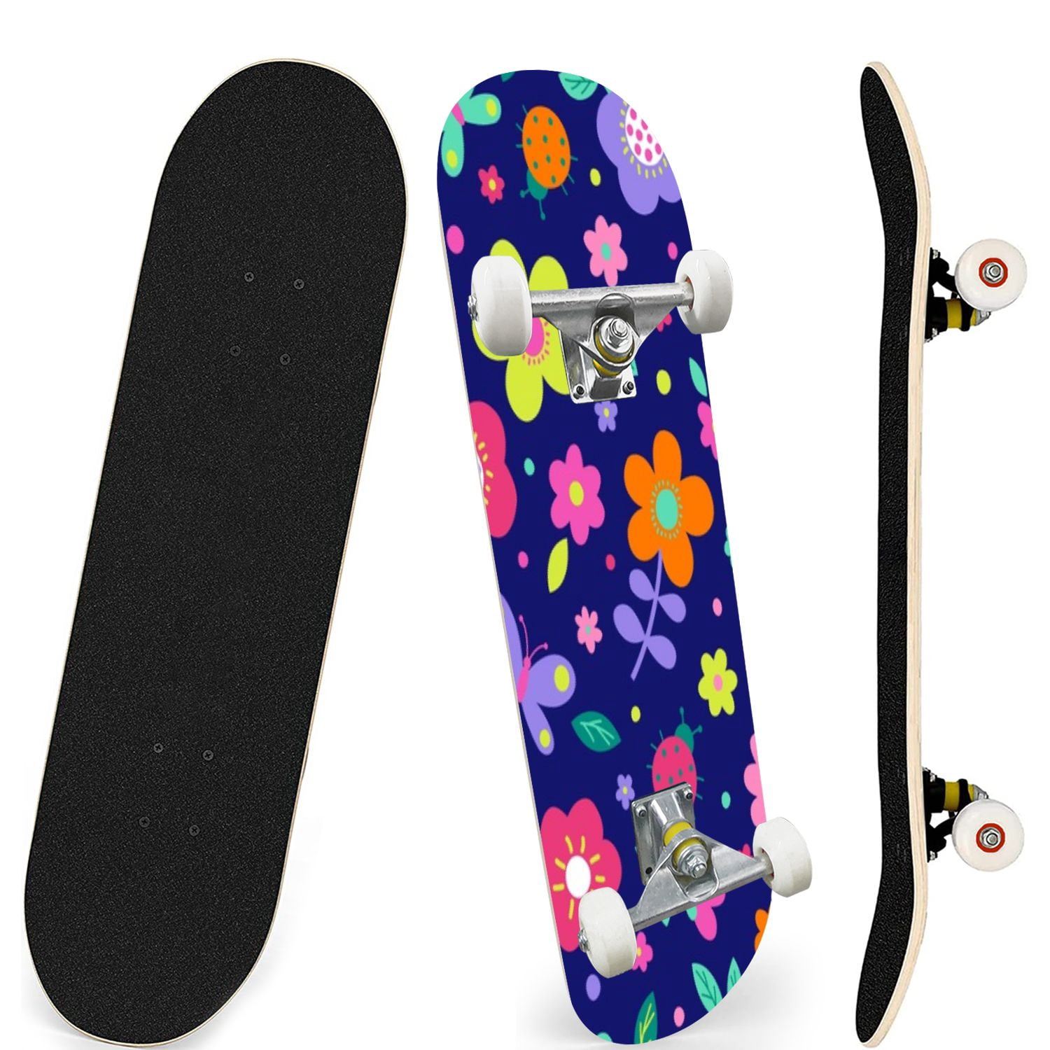 Skateboards for Beginners Colorful hand drawn floral seamless pattern 7 ...