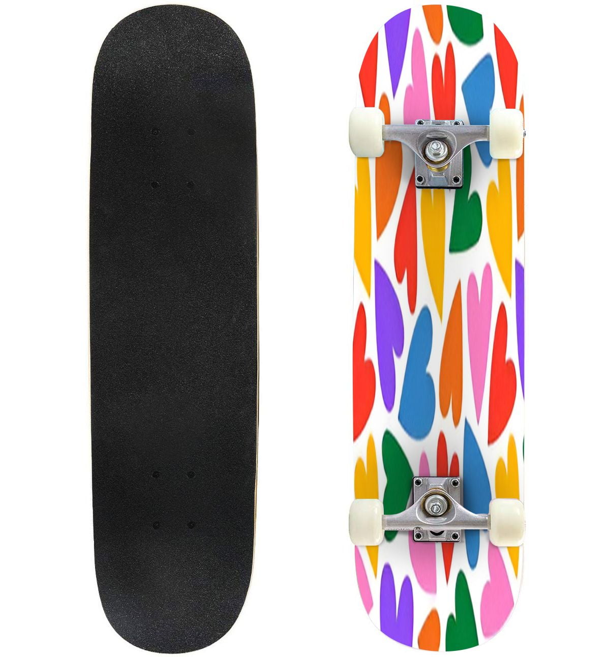 Skateboards for Beginners Colorful rainbow love heart seamless pattern ...