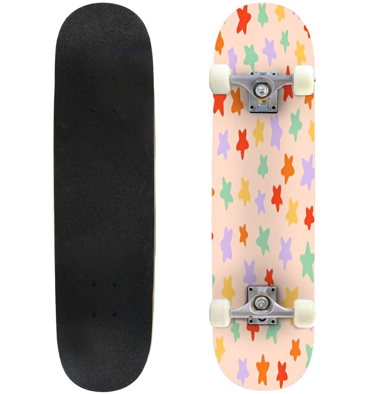 Skateboards for Beginners Colorful random placed stars seamless repeat ...