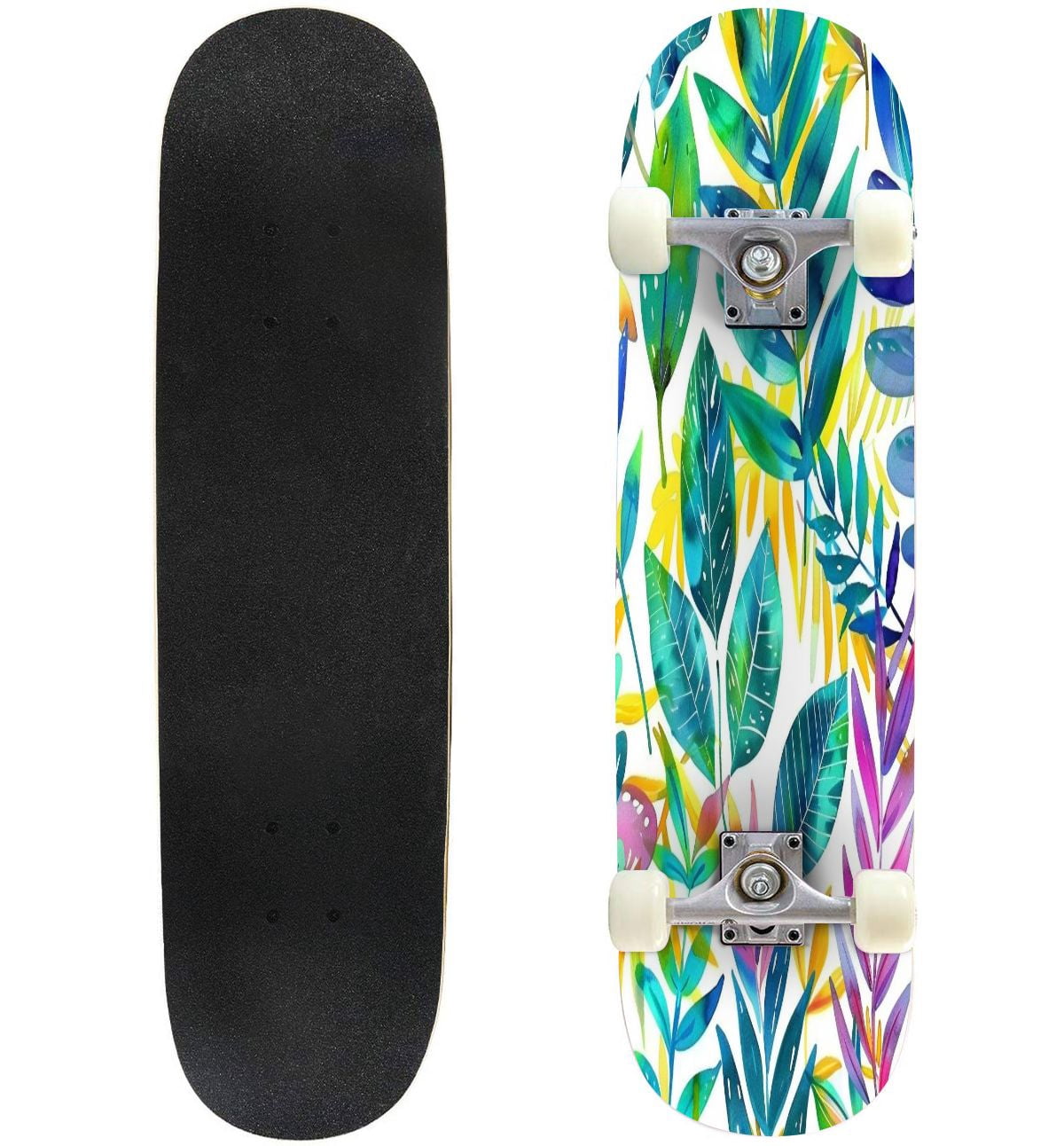 Skateboards for Beginners Colorful seamless bright tropical leaves ...