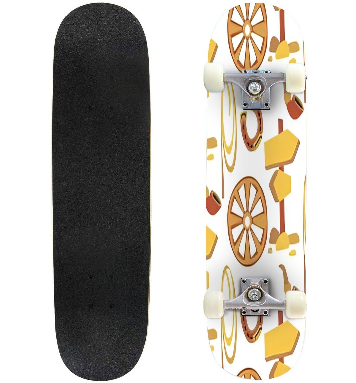 Skateboards for Beginners Cowboy seamless pattern wheel horseshoe lasso ...