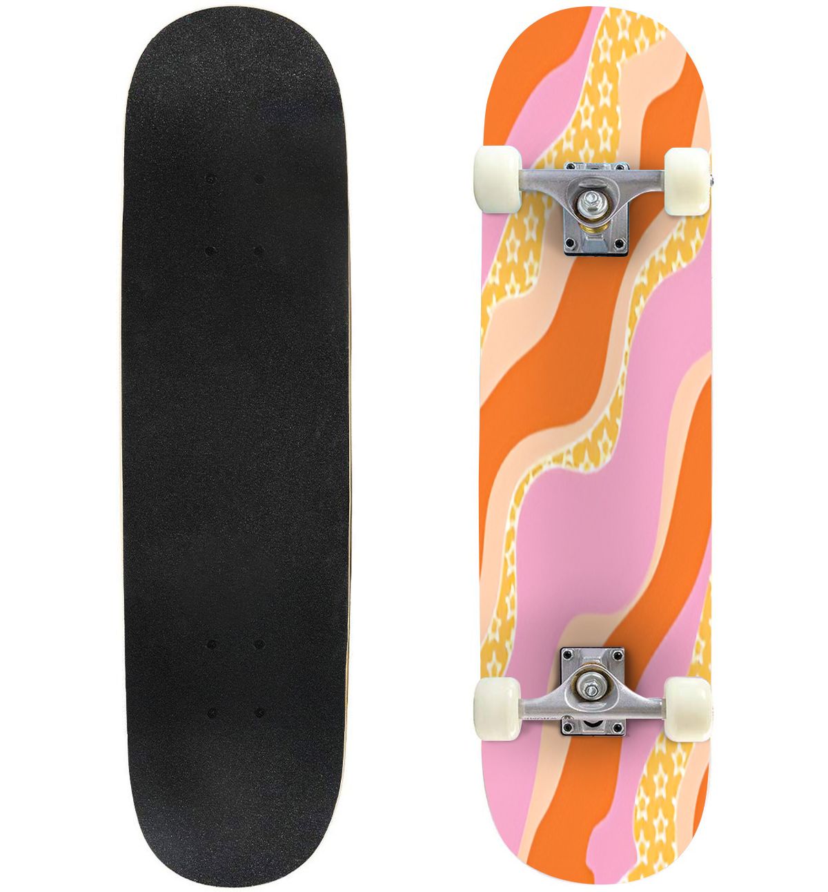 Skateboards for Beginners Curvy Psychedelic 70s Diagonal Flowers Fun ...