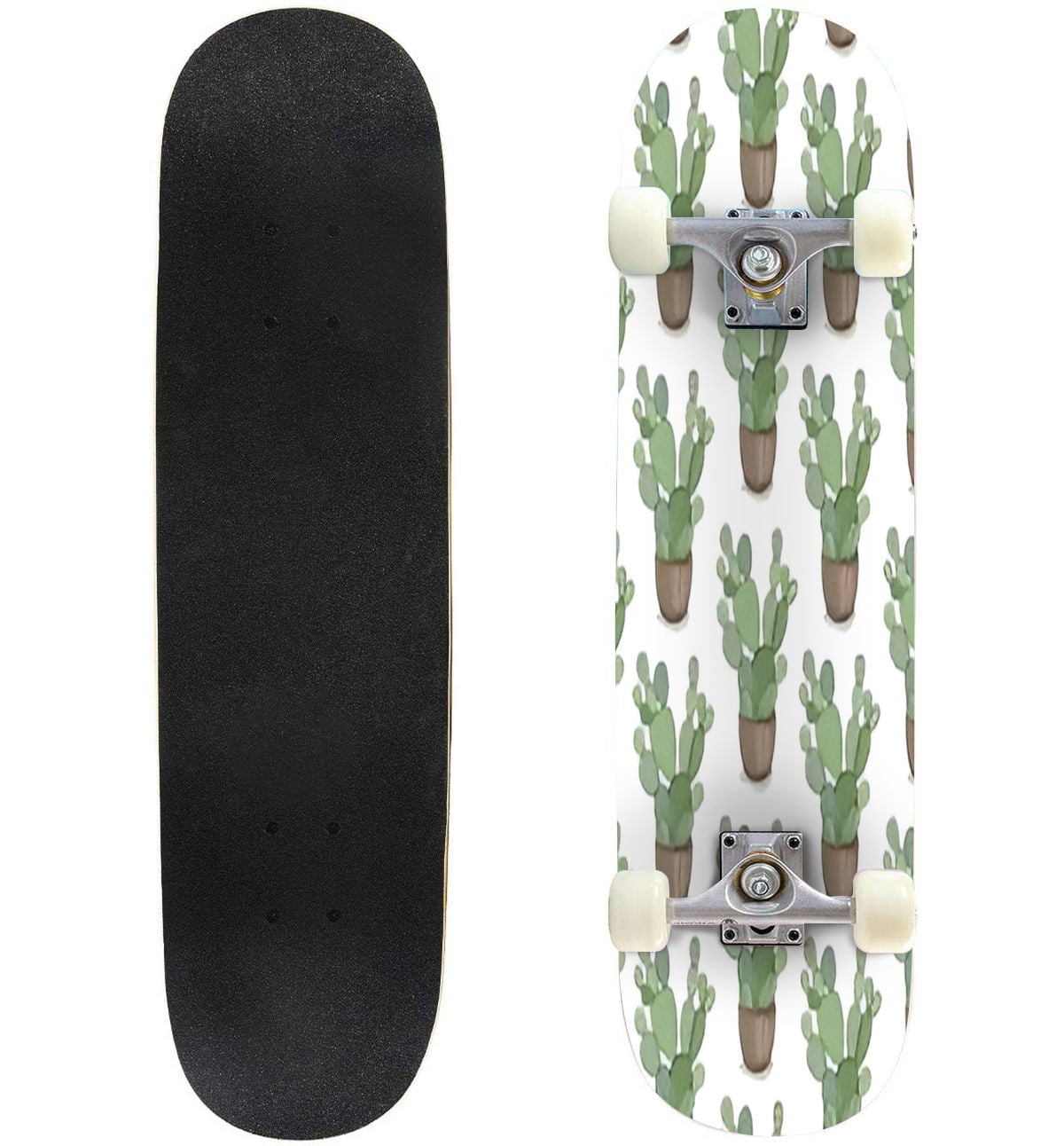 Skateboards for Beginners Cute cactus seamless pattern hearts green ...