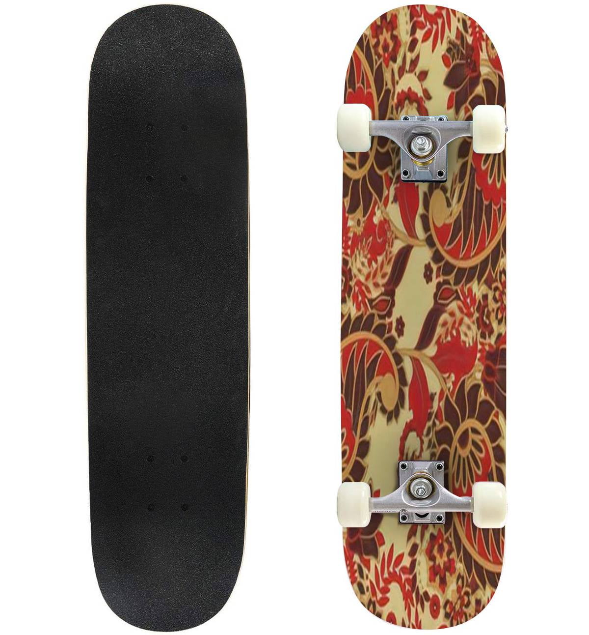 Skateboards for Beginners Damask paisley seamless Floral vintage 31"x8 ...