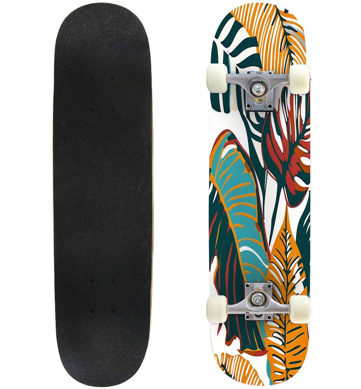 Skateboards for Beginners Drawn Abstract Tropical Monstera Exotic ...