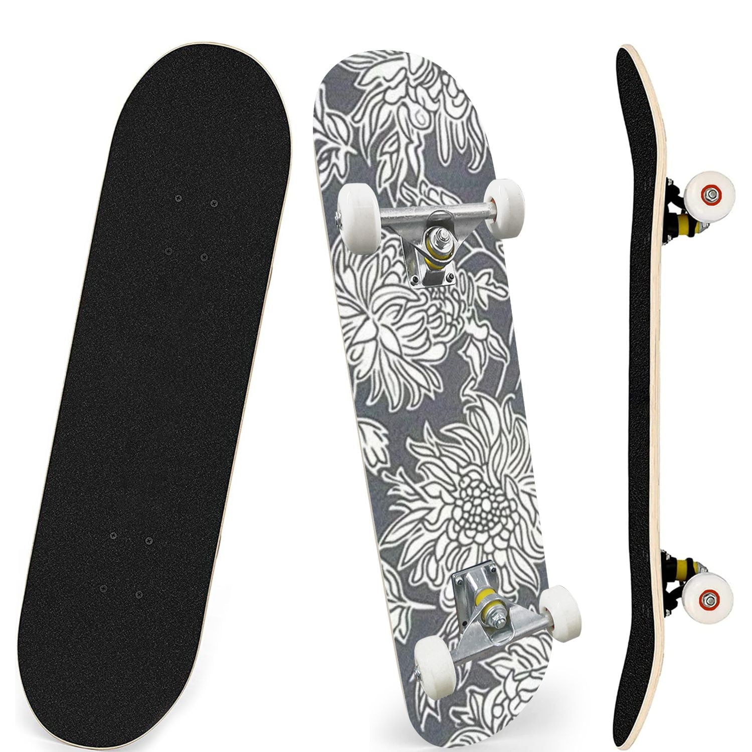 Skateboards for Beginners Floral seamless Flower Floral tile ornamental ...
