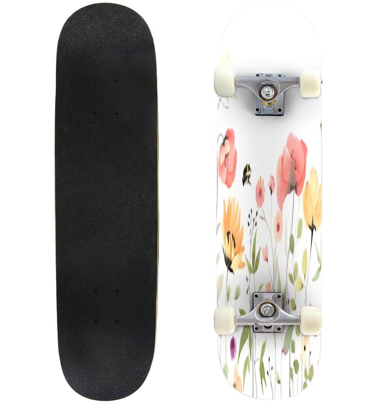 Skateboards for Beginners Floral summer horizontal pattern colorful ...